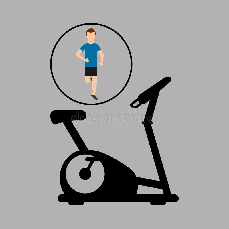 Sport Man Running Static Bike Stock Vector - Illustration of sport ...