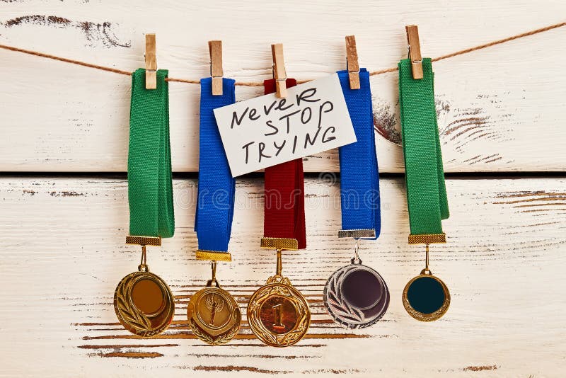 Sport medals on wood. stock photo. Image of bronze, ceremony - 89815440
