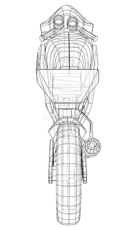 Sport Motorbike Technical Wire-frame. Vector Rendering of 3d Stock ...