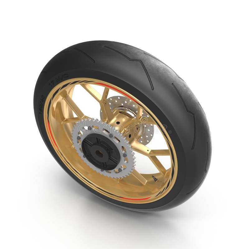 Motorcycle Back Wheel on White. 3D Illustration Stock Illustration ...