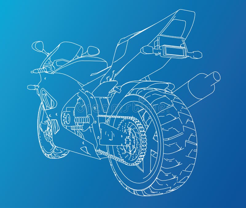 Sport Motorcycle Technical Wire-frame. Vector Illustration Stock Vector ...