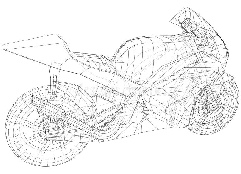 Sport Motorcycle Technical Wire-frame. Vector Illustration Stock Vector ...