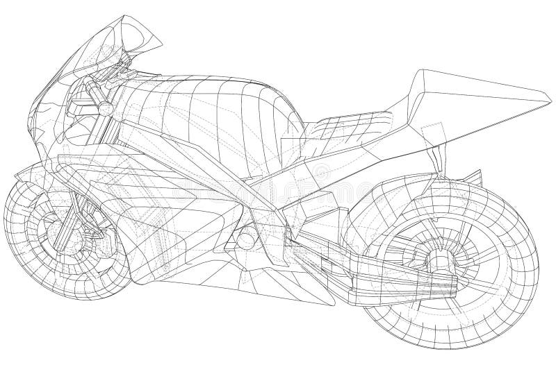 Sport Motorcycle Technical Wire-frame. Vector Illustration Stock Vector ...