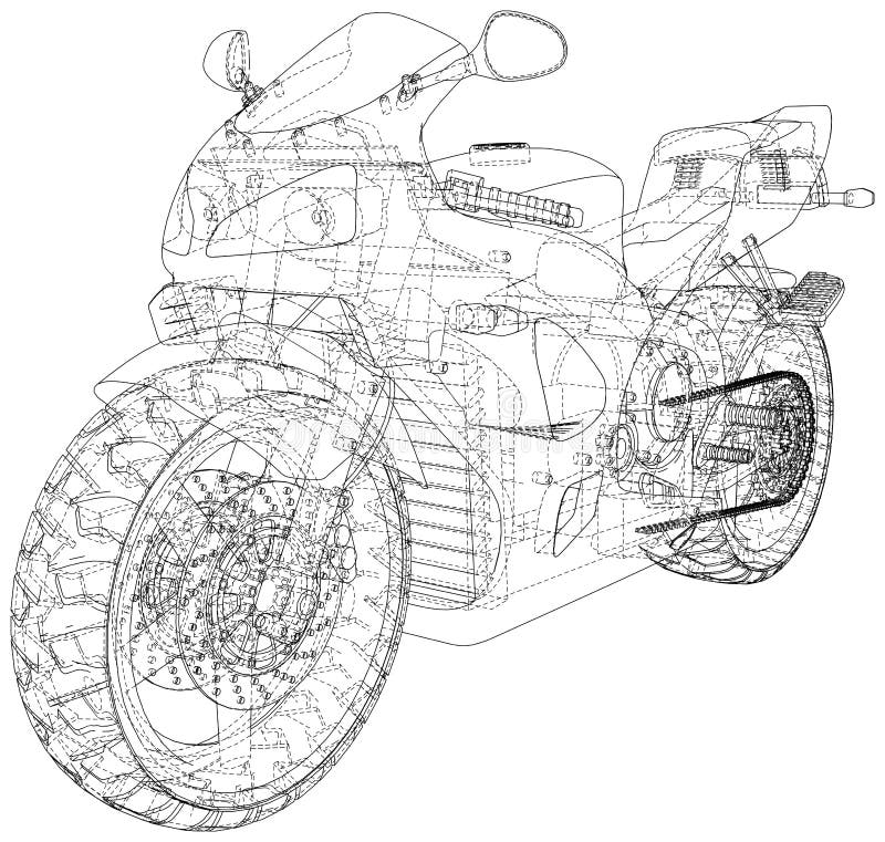 Sport Motorcycle Technical Wire-frame. Vector Illustration Stock Vector ...