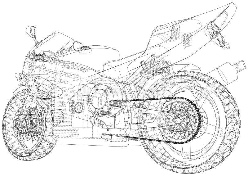 Sport Motorcycle Technical Wire-frame. Vector Illustration Stock Vector ...