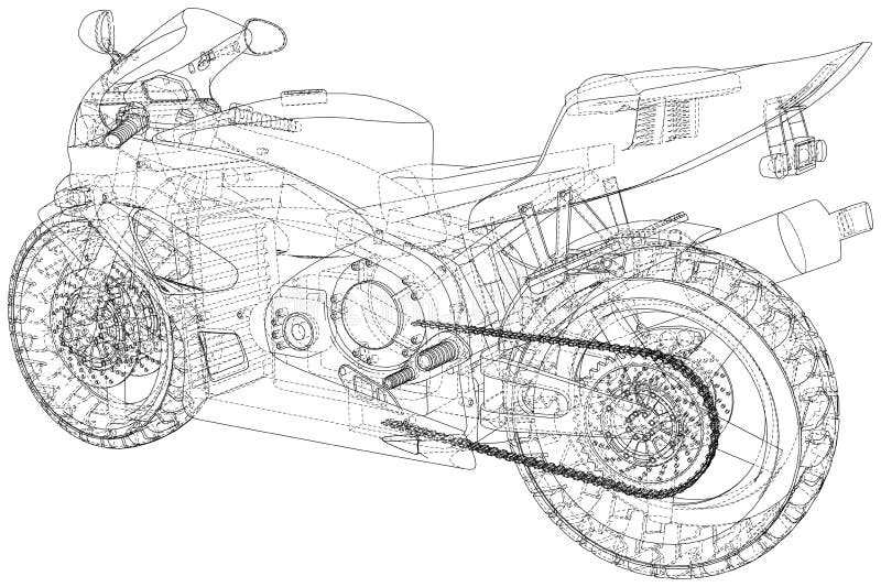 Sport Motorcycle Technical Wire-frame. Vector Illustration Stock Vector ...