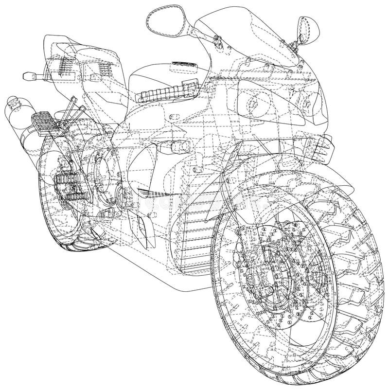 Sport Motorcycle Technical Wire-frame. Vector Illustration Stock Vector ...