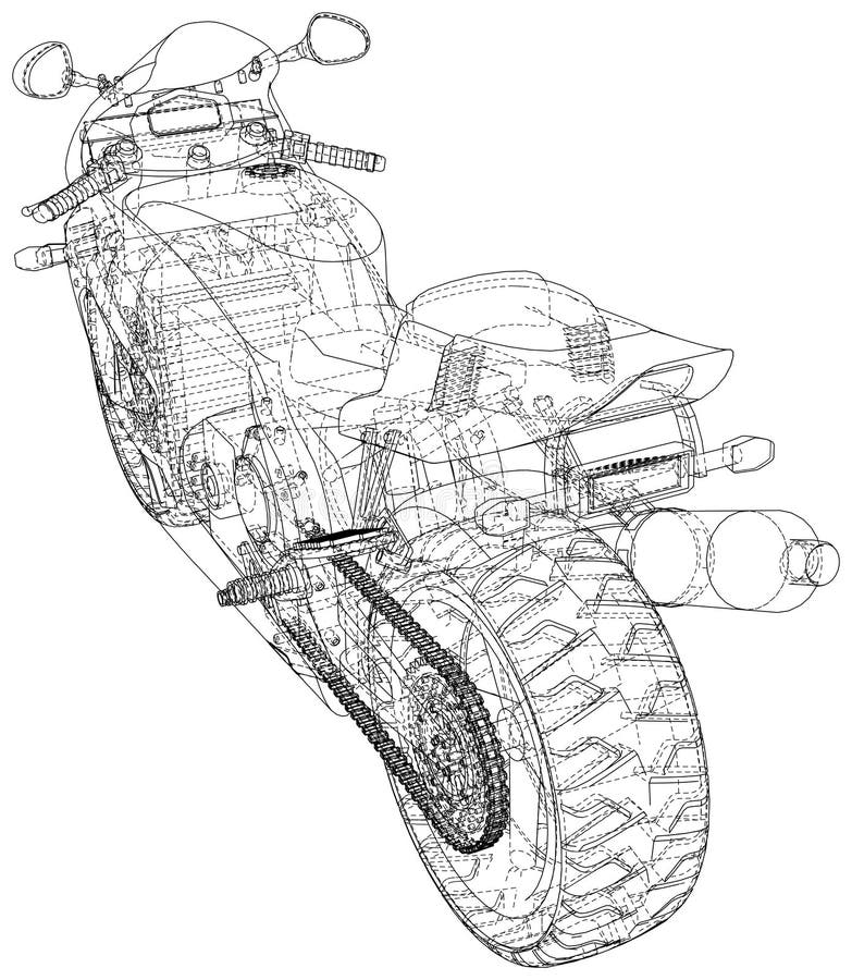 Sport Motorcycle Technical Wire-frame. Vector Illustration Stock Vector ...