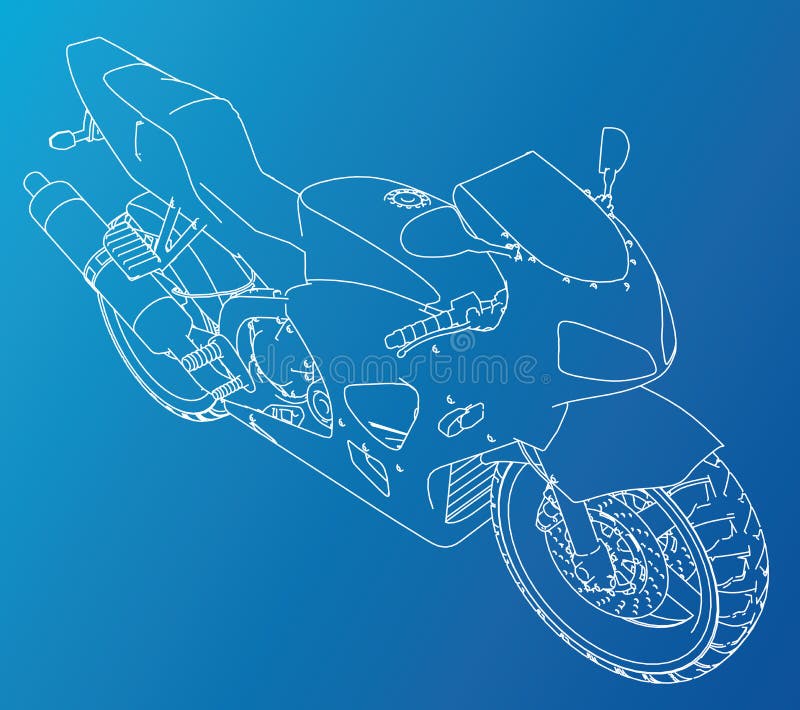 Sport Motorcycle Technical Wire-frame. Vector Illustration Stock Vector ...