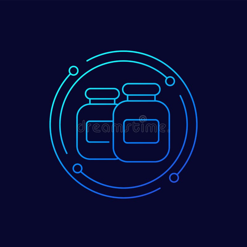 Protein Line and Glyph Icon, Nutrition and Bodybuilding, Amino Bottle ...