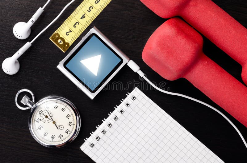 Sport objects stock photo. Image of healthy, earphones - 21319942