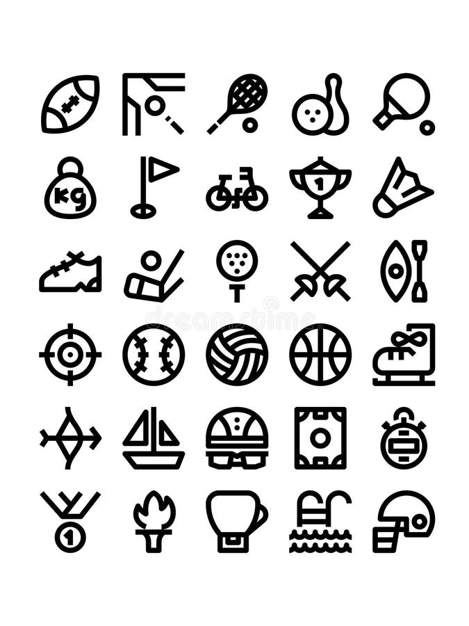 Sport outline icons stock vector. Illustration of football - 155881407