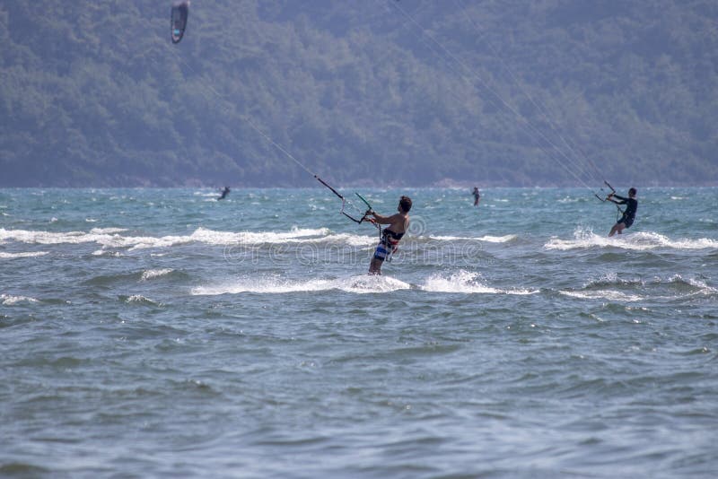 Marmaris, Akyaka / Turkey -2 September 2019, Sports Activity Kite Surf ...