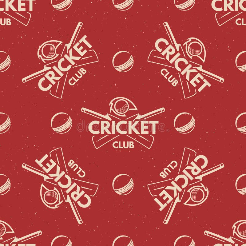 Sport Pattern. Cricket Retro Background. Seamless of Accessories. Stock ...