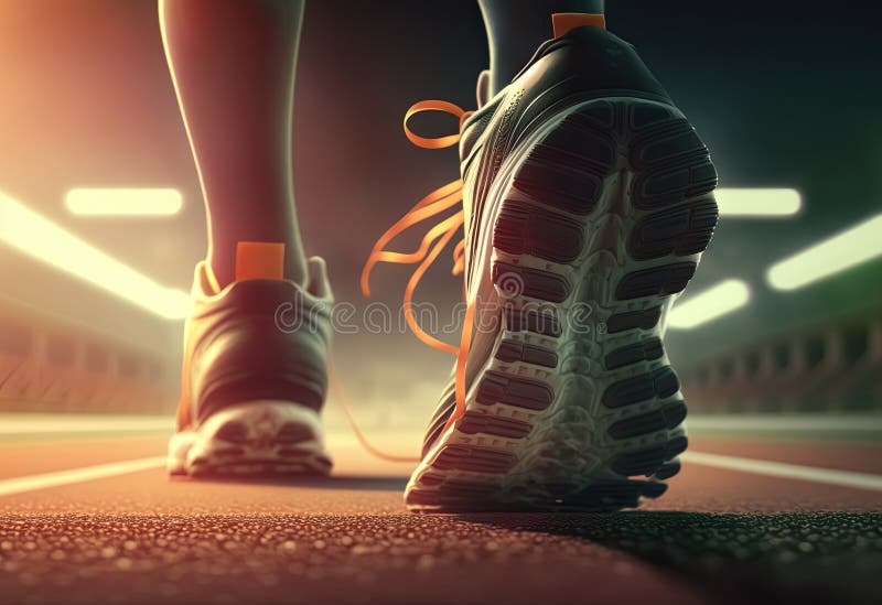 Sport Person Foot on a Running Track Ready for Active Exercise and ...