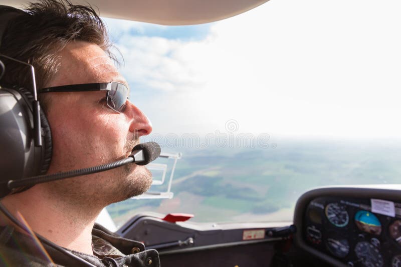 Sport Pilot Flying His Plane Stock Image - Image of private, young ...