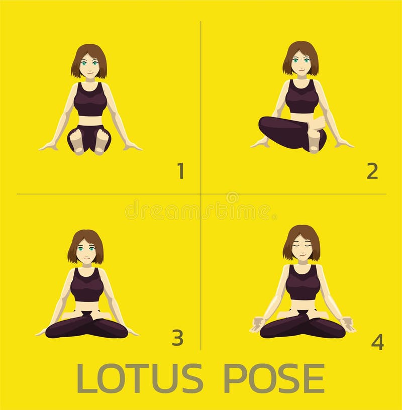 Lotus Pose Yoga Manga Tutorial How Cartoon Vector Illustration Stock ...