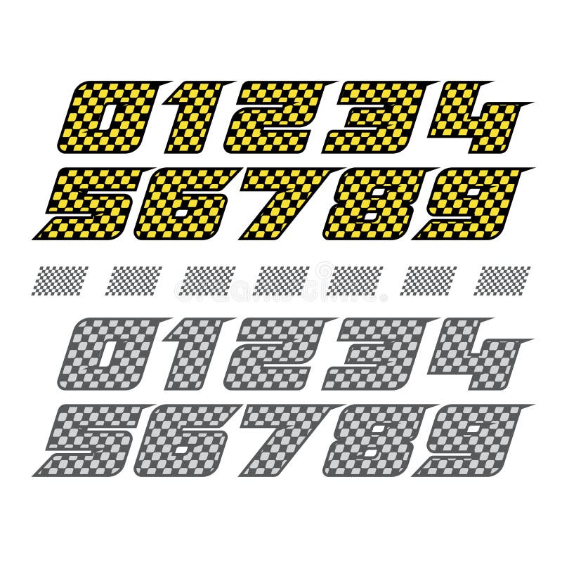 Sport Race Checkered Numbers Set Stock Vector - Illustration of ...