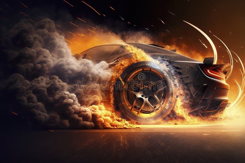 Sport Racing Car with Tyre Burning, Created with Generative AI Stock ...