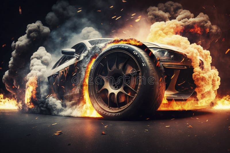 Sport Racing Car with Tyre Burning, Created with Generative AI Stock ...