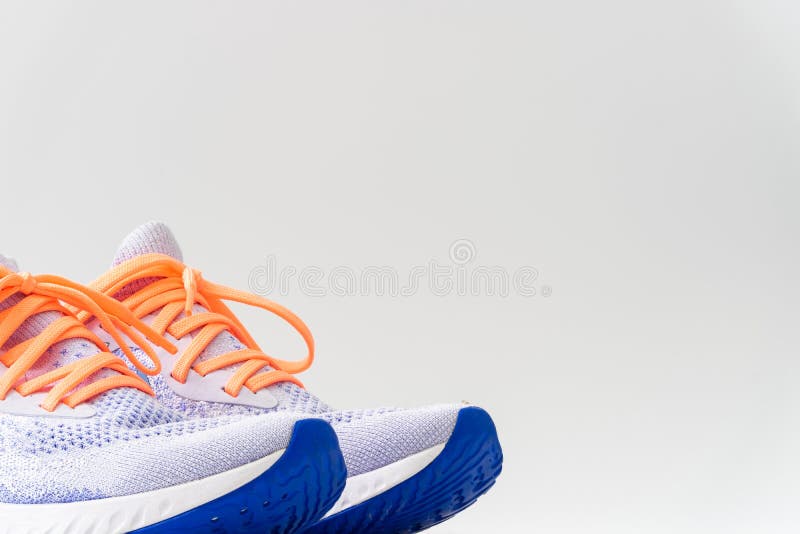 Sport or Running Shoes on White Background Front View with Copy Space ...