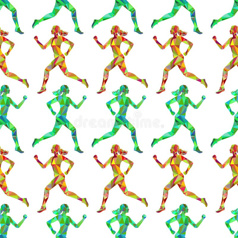 Sport Seamless Pattern with Running Women Stock Vector - Illustration ...