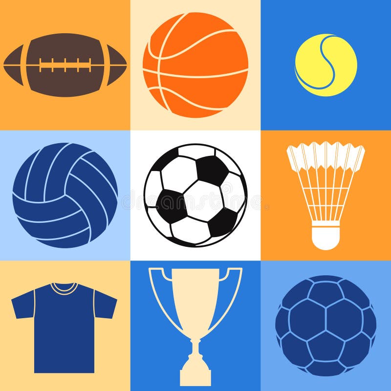 Flat Design Team Sports Icons Vector Illustration Stock Vector ...