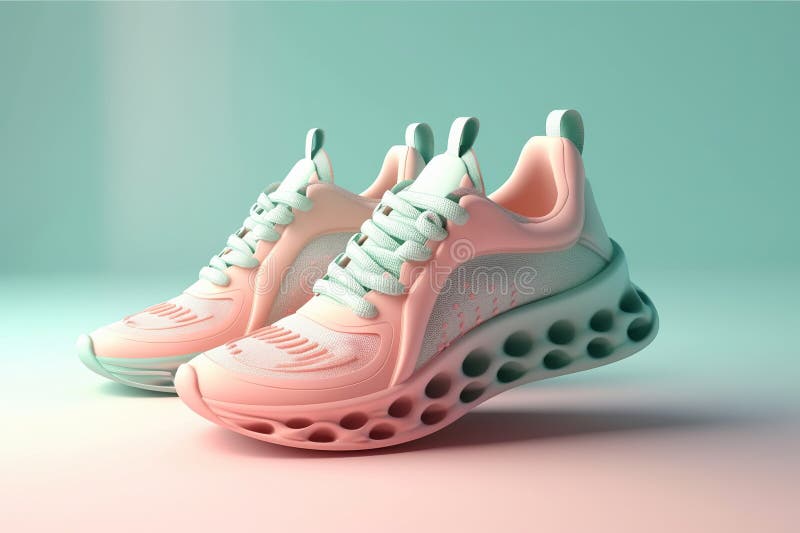 Sport Shoes Pastel Color, 3D Render Style, Stock Illustration ...