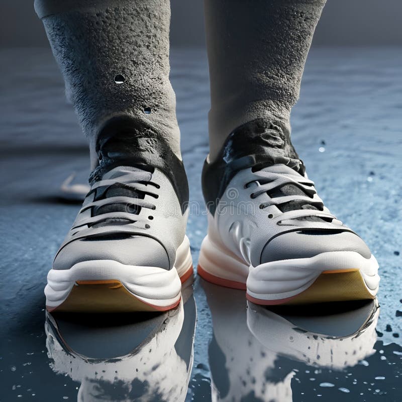 Sport shoes on a wet floor stock illustration. Illustration of floor ...