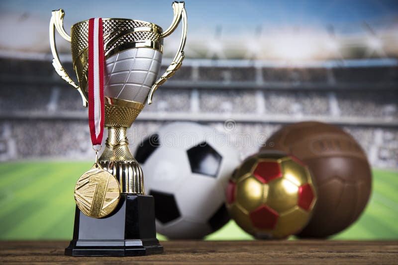 Sport Stadium Background, Trophy for Champion Stock Photo - Image of ...
