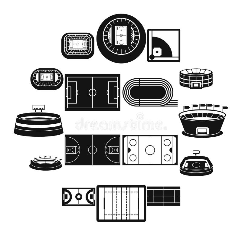 Sport Stadium Icons Set, Simple Style Stock Illustration - Illustration ...