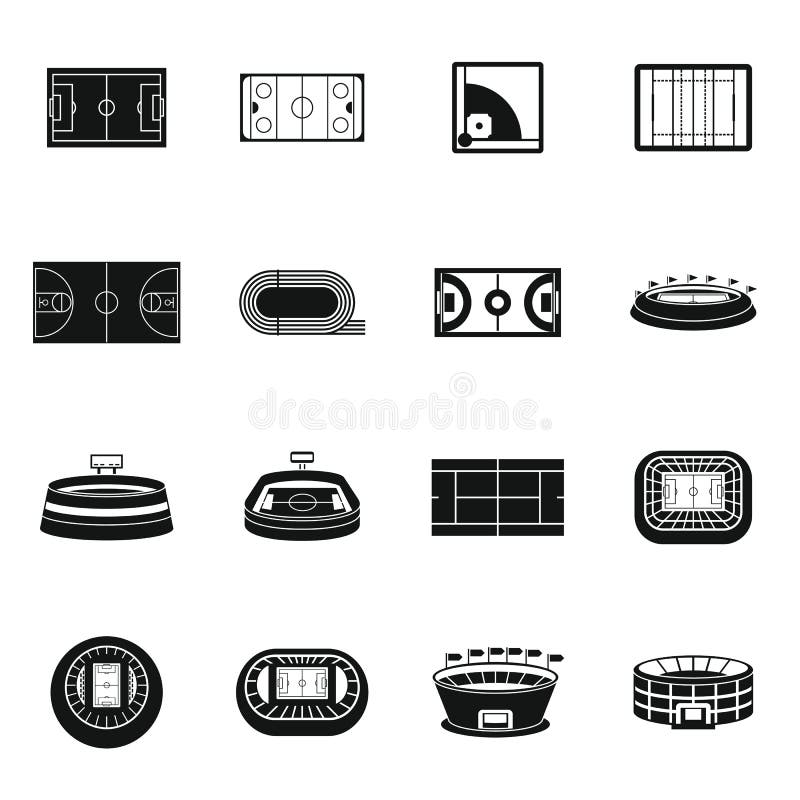 Sport Stadium Icons Set, Simple Style Stock Vector - Illustration of ...