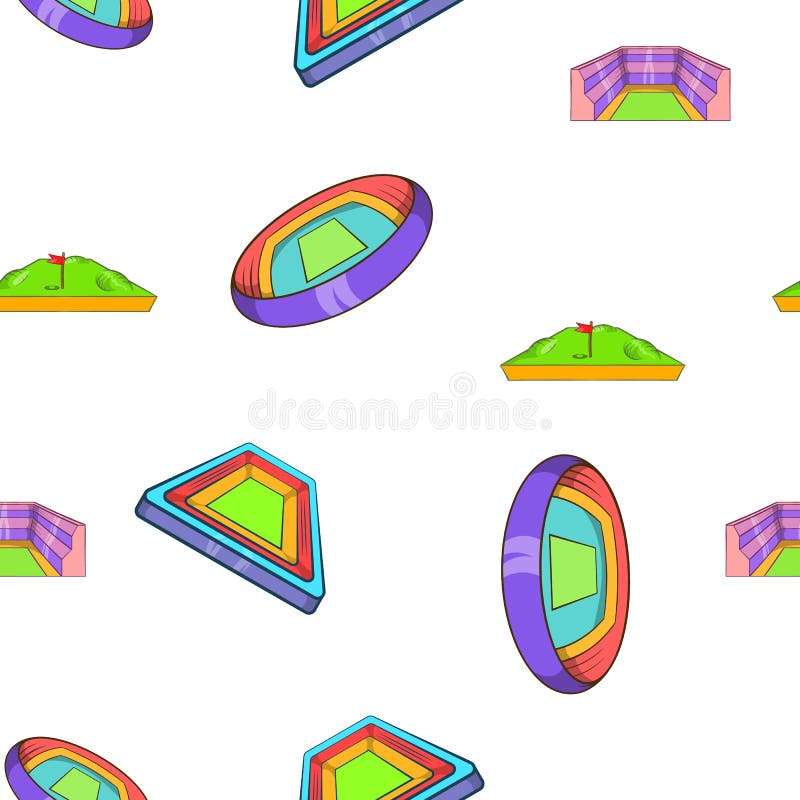 Sport Stadium Pattern, Cartoon Style Stock Illustration - Illustration ...