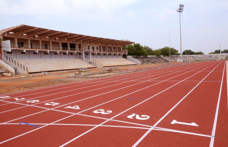 Sport Stadium with Running Tracks Strip Stock Image - Image of athletic ...