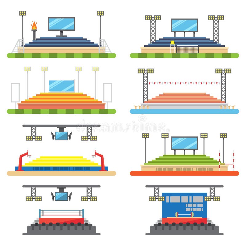 Sport Stadium and Stage Set Stock Vector - Illustration of stadium ...