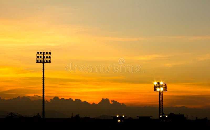 Football Practice Field at Sunset Stock Photo - Image of field ...