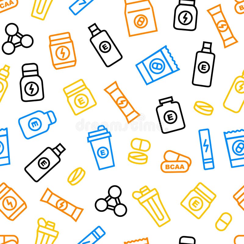 Sport Supplements Seamless Pattern Background. Vector Stock Vector ...