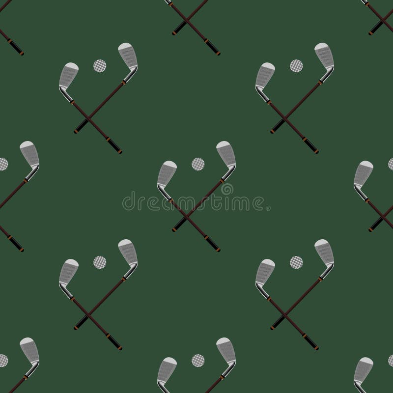 Sport Theme Seamless Pattern, Ornament of Golf Club and Golf Ball Stock ...