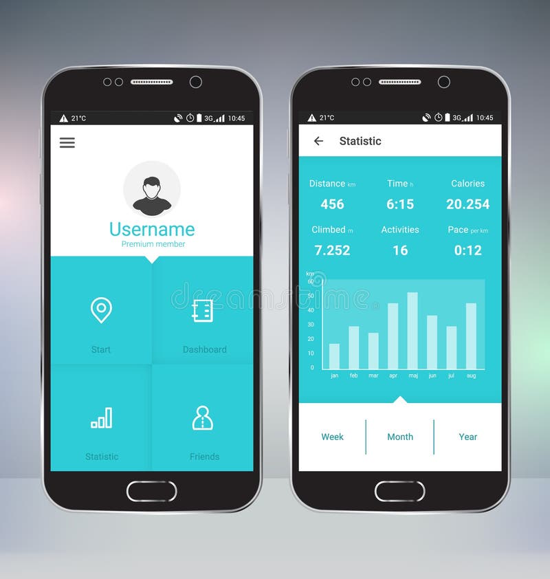 Sport Tracker App stock vector. Illustration of vector - 73205639