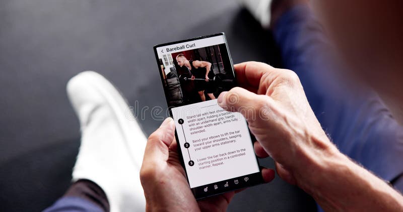 Sport Training Using Mobile Phone App Stock Image - Image of exercise ...
