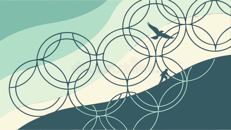 Sport and Unity Illustration: Abstract Rings and Figures in Dynamic ...