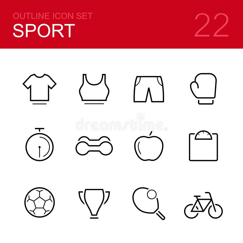 Outline Web Icon Set - Sport and Fitness Stock Vector - Illustration of ...
