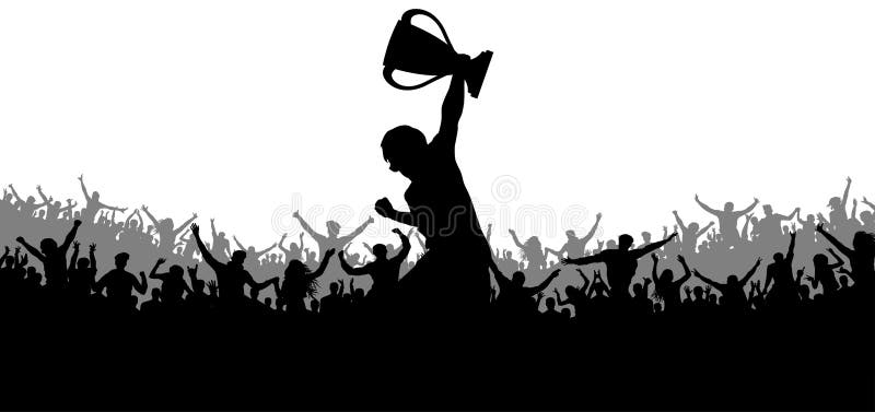 Sport Victory Cup. Cheering Crowd Fans Silhouette Stock Vector ...