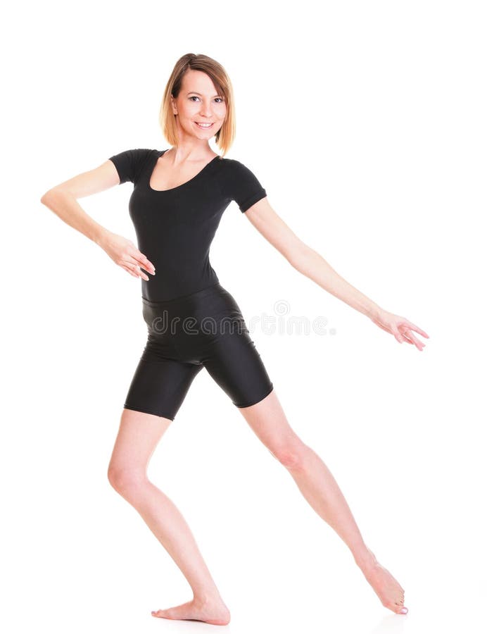 Sport Young Woman Doing Exercise Isolated on White Stock Photo - Image ...