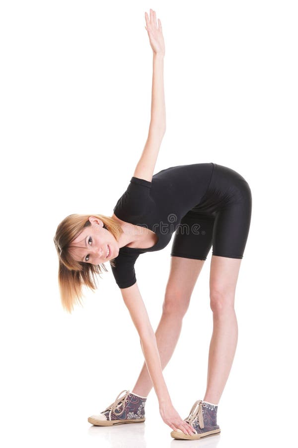 Sport Young Woman Doing Exercise on White Stock Photo - Image of health ...