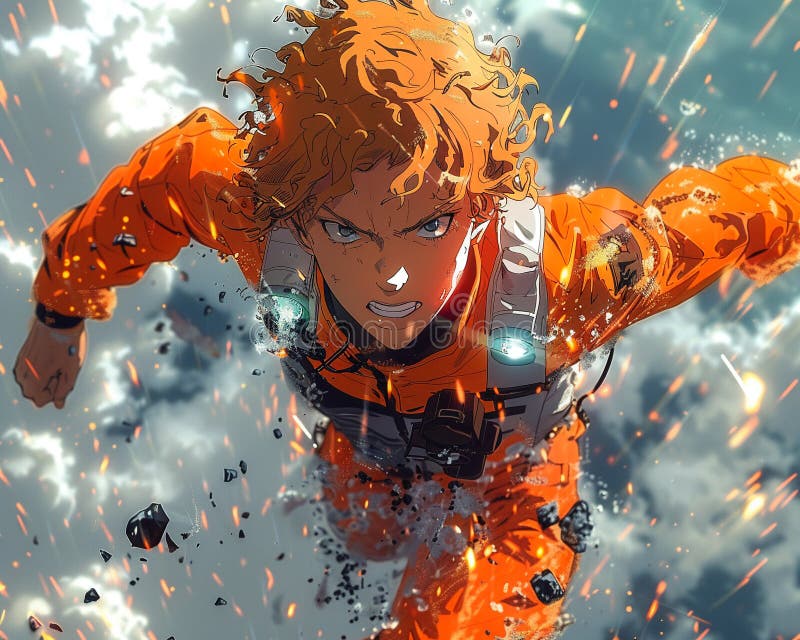 Sporting Anime Characters Competing with Superhuman Abilities Stock ...