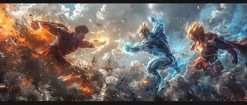 Sporting Anime Characters Competing with Superhuman Abilities Stock ...