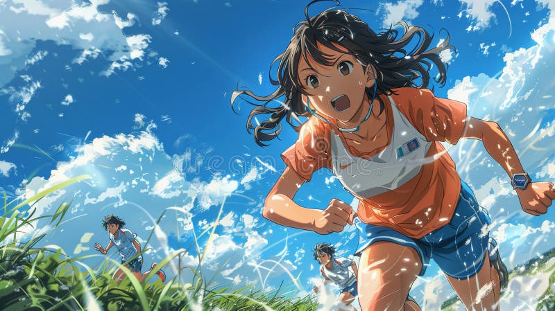 Sporting Event Featuring Anime Athletes Stock Illustration ...