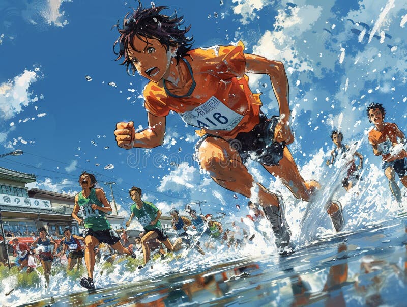 Sporting Event Featuring Anime Athletes Stock Photo - Image of anime ...