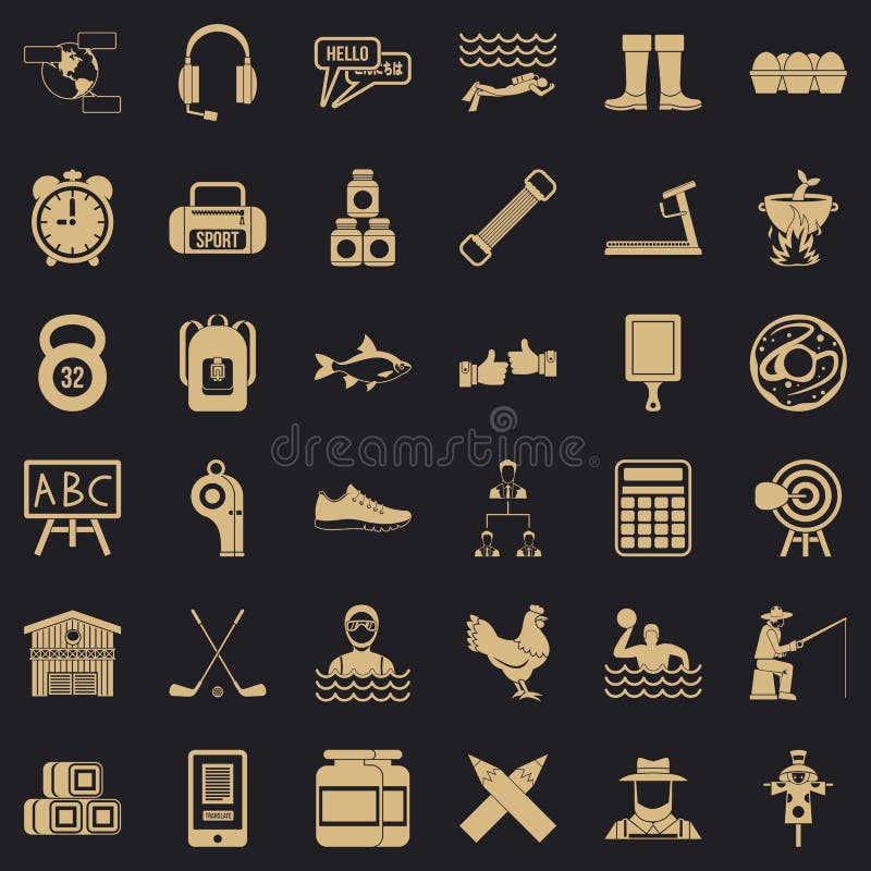 Sporting Icons Set, Simple Style Stock Vector - Illustration of ...